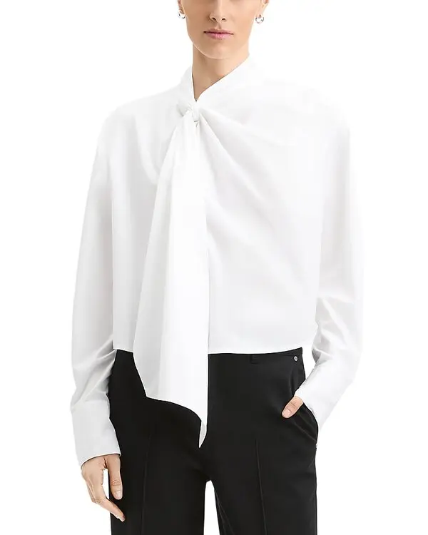 Derek Lam 10 Crosby Delphine Cotton Poplin Scarf Neck Top - White