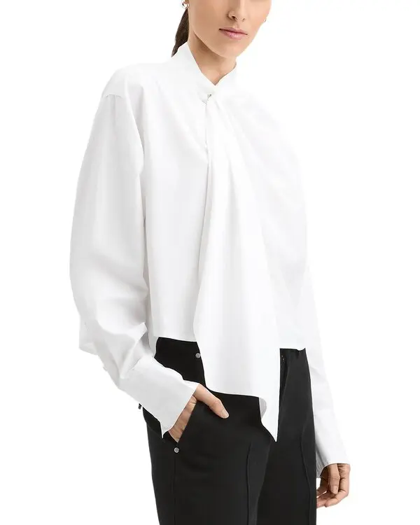 Derek Lam 10 Crosby Delphine Cotton Poplin Scarf Neck Top