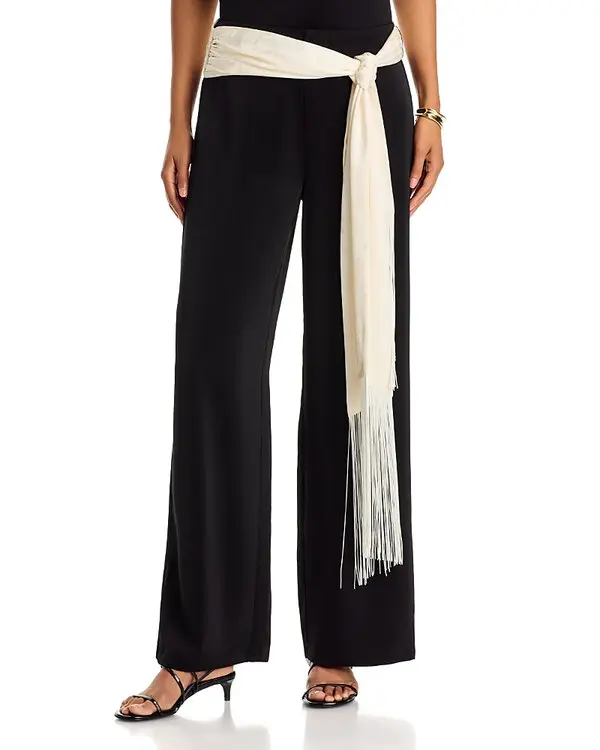 Aqua Satin Fringe Scarf Pants Exclusive