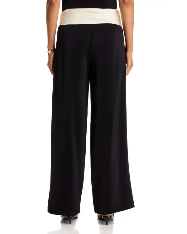 Aqua Satin Fringe Scarf Pants Exclusive