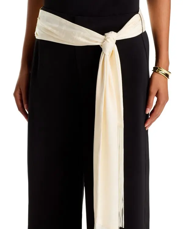 Aqua Satin Fringe Scarf Pants Exclusive