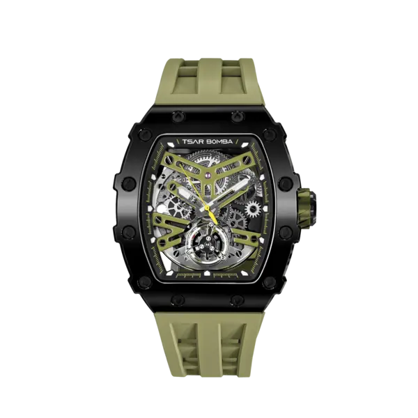 TSAR BOMBA Elemental Tb8211q Tonneau Chronograph Watch - Olive