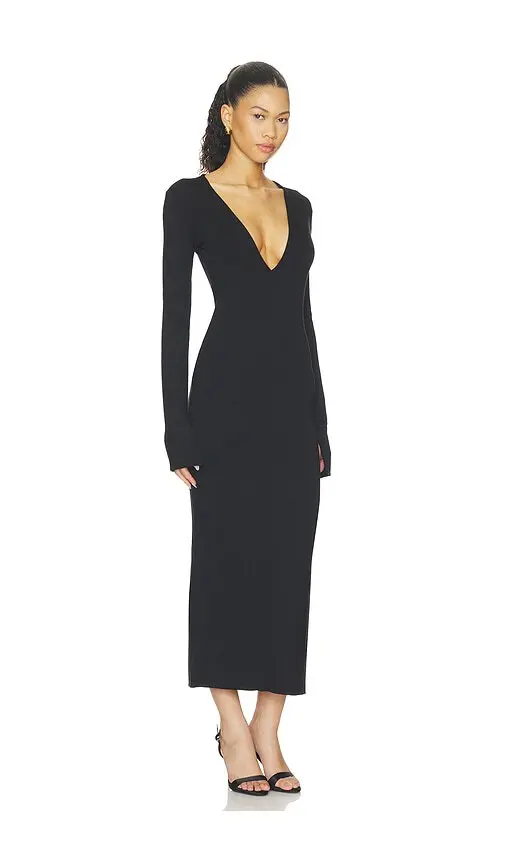 Eterne Soft Jersey Deep-v Midi Dress