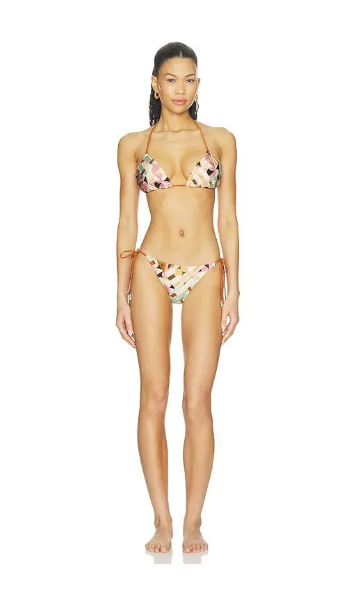 Zimmermann Fairlight Mini Tri Bikini Set In Multi - Geo Patchwork