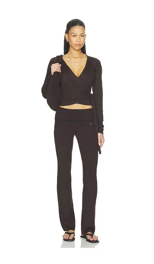 SKIMS Essential Sweaters Wrap Sweater In Brown