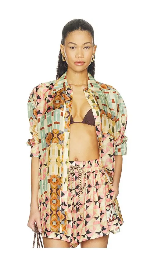 Zimmermann Fairlight Geo Relaxed Shirt In Multi