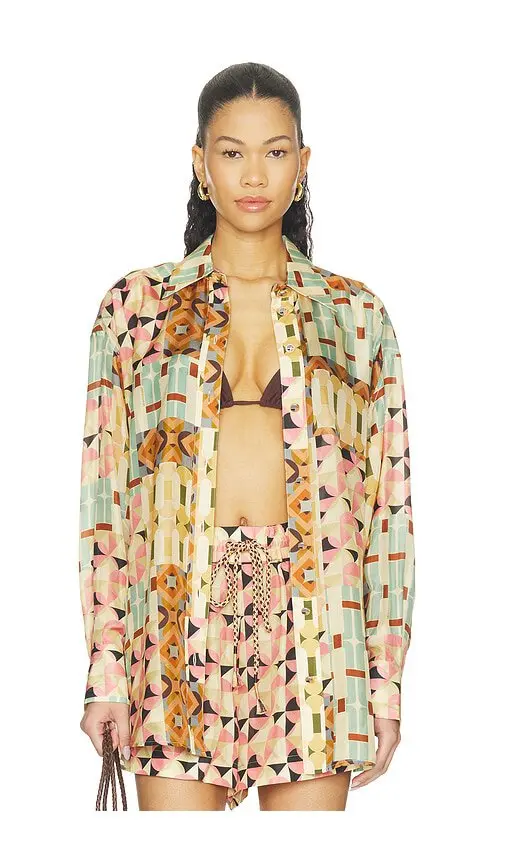 Zimmermann Fairlight Geo Relaxed Shirt In Multi