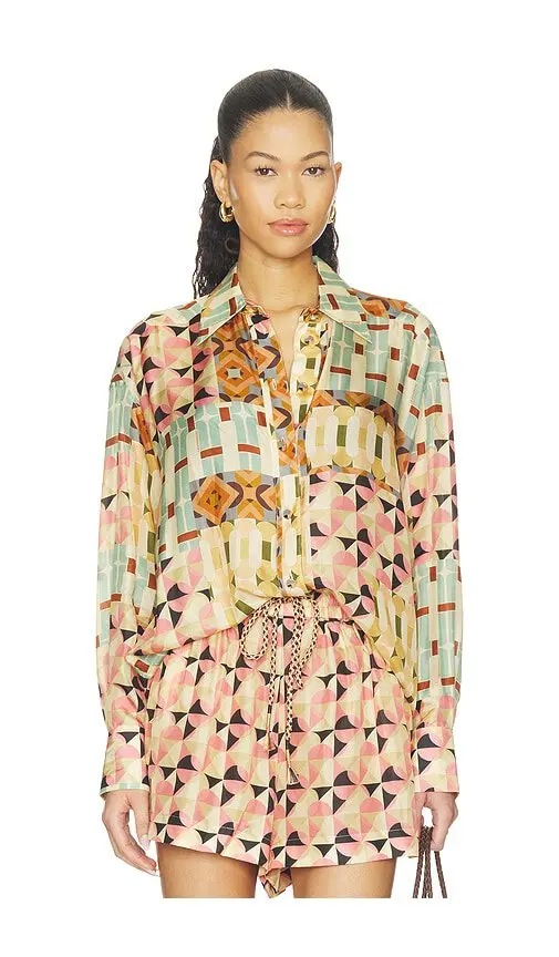 Zimmermann Fairlight Geo Relaxed Shirt In Multi