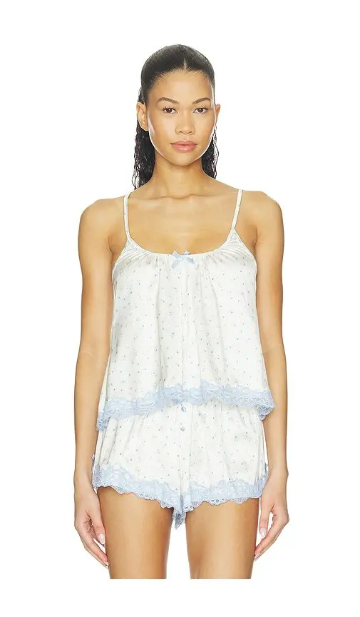 KAT THE LABEL Paisley Camisole Top In Ivory