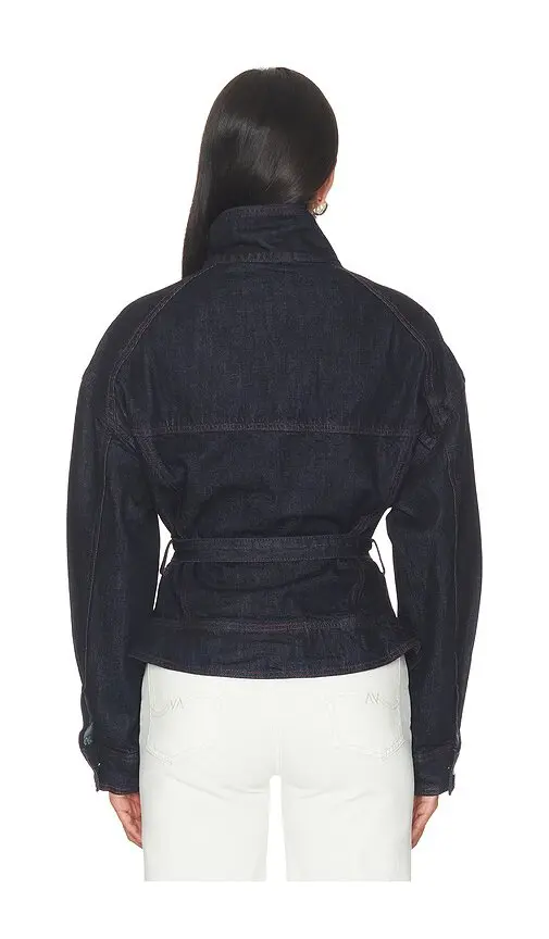 CUBIC LONDON Classic Stand Collar Fitted Denim Jacket