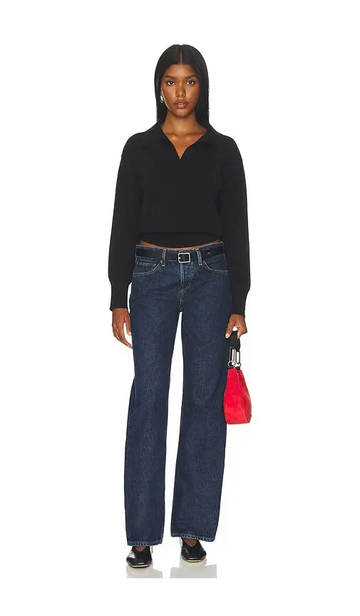 525 America Keri Johnny Collar Pullover Sweater