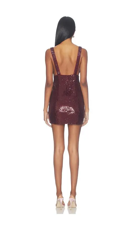 LOVERS AND FRIENDS Gina Sequin Mini Dress In Burgundy