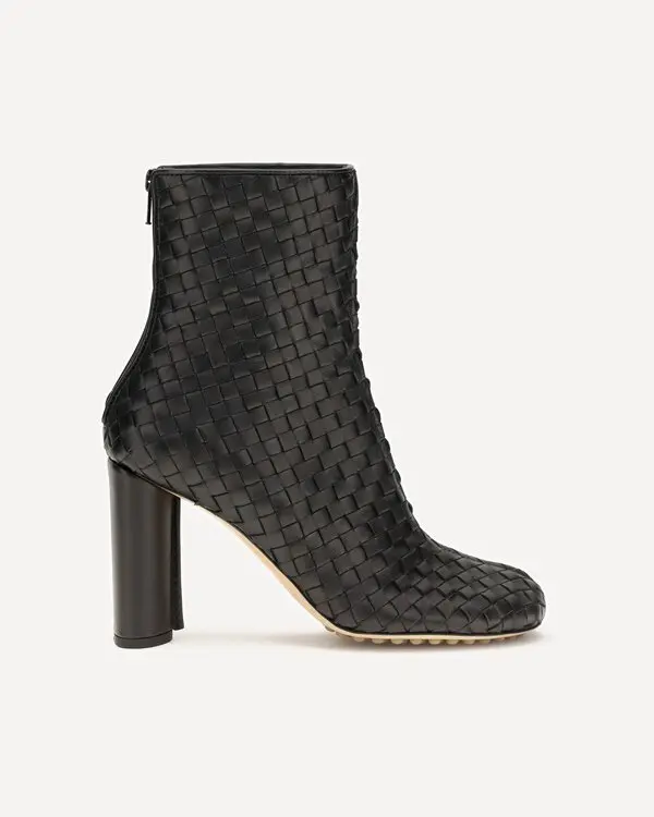 Bottega Veneta Cherry Intrecciato Ankle Boots