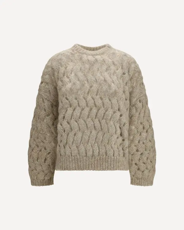 Brunello Cucinelli Dazzling Zigzag Cables Ohair And Wool Sweater Feale