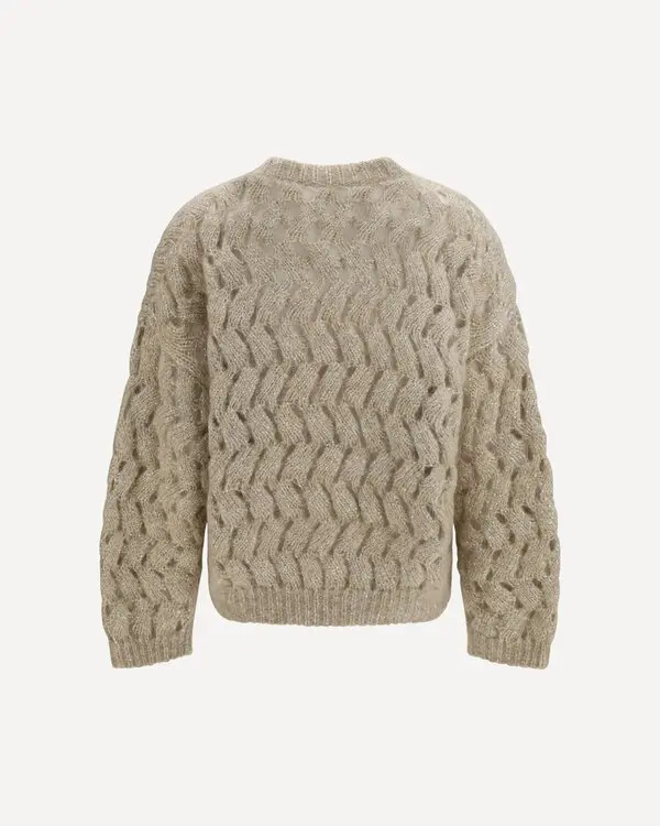 Brunello Cucinelli Dazzling Zigzag Cables Ohair And Wool Sweater Feale