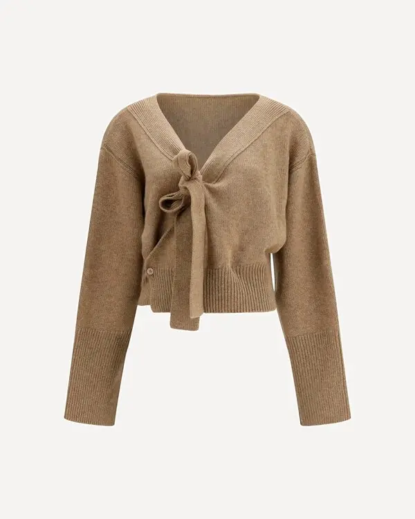 Ermanno Scervino Cashmere Sweater With Bow - Brown