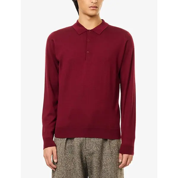 John Smedley Belper Long-sleeve Wool Polo Top