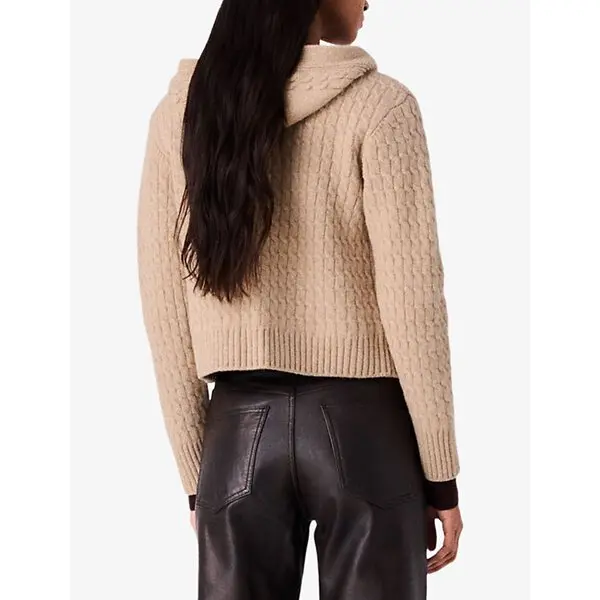 Maje Hooded Button-down Wool Cardigan