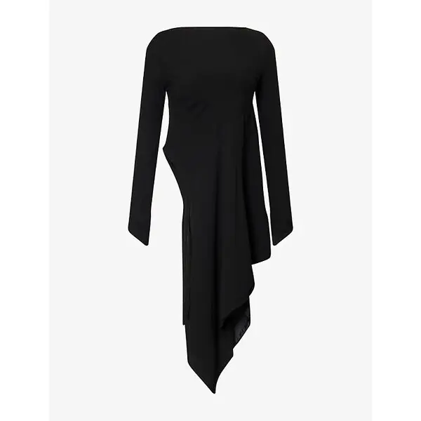 MARC LEBIHAN Asymmetric-hem Crepe Top