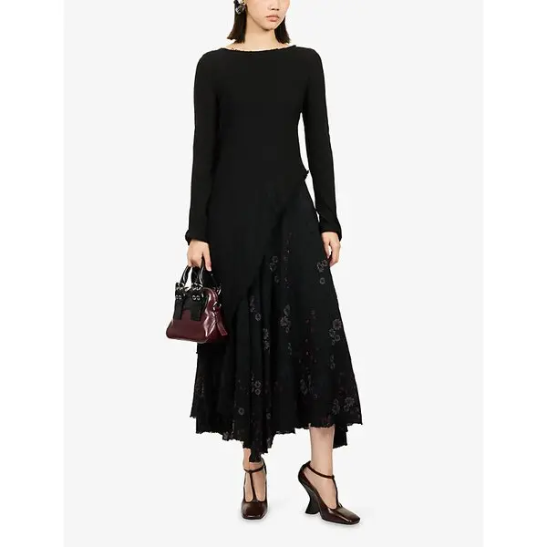 MARC LEBIHAN Asymmetric-hem Crepe Top