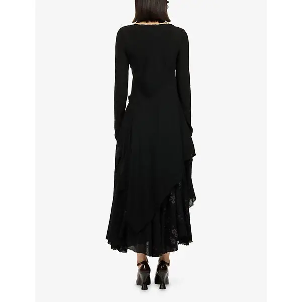 MARC LEBIHAN Asymmetric-hem Crepe Top