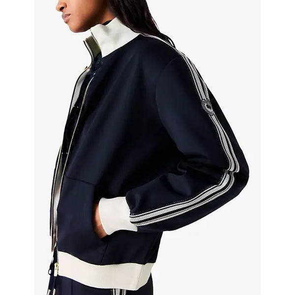 Maje Zipped Side-stripe Stretch-jersey Sweatshirt