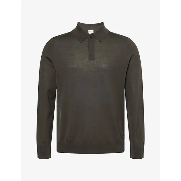 Paul Smith Long-sleeve Merino Wool Polo Top - Anthracite