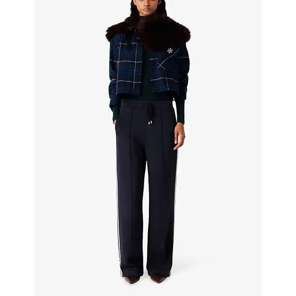 Maje Drawstring Side-stripe Stretch-jersey Trousers