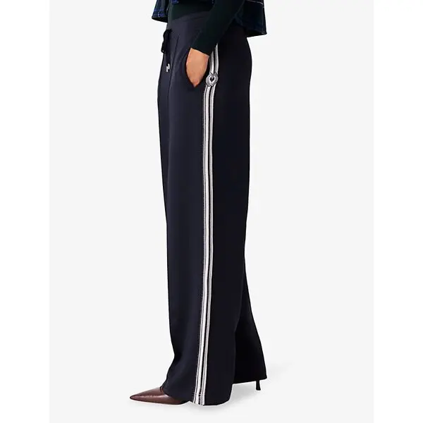 Maje Drawstring Side-stripe Stretch-jersey Trousers