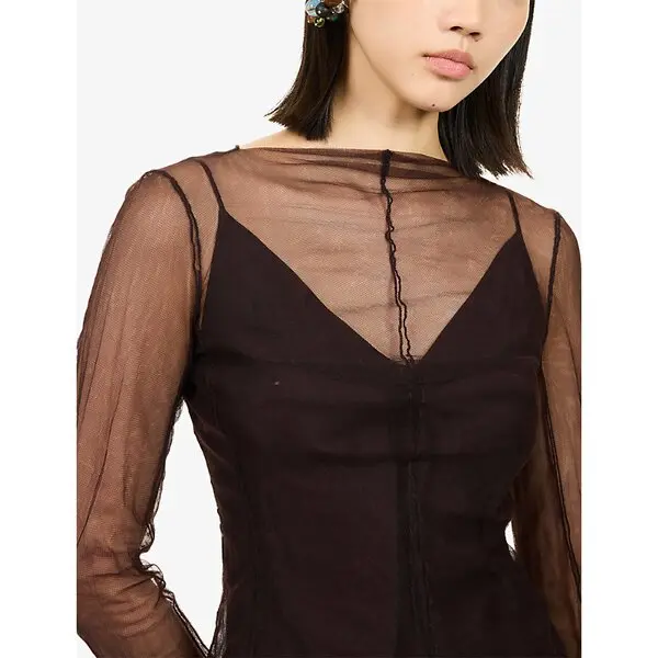 MARC LEBIHAN Double-layered Semi-sheer Silk Top