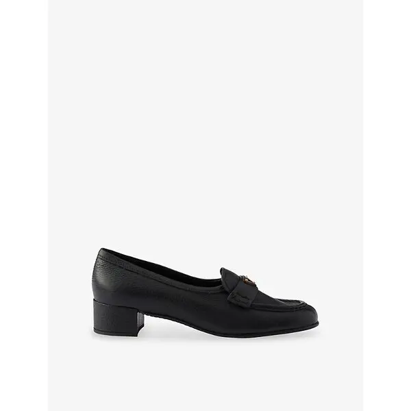 Prada Leather Block Heel Loafers