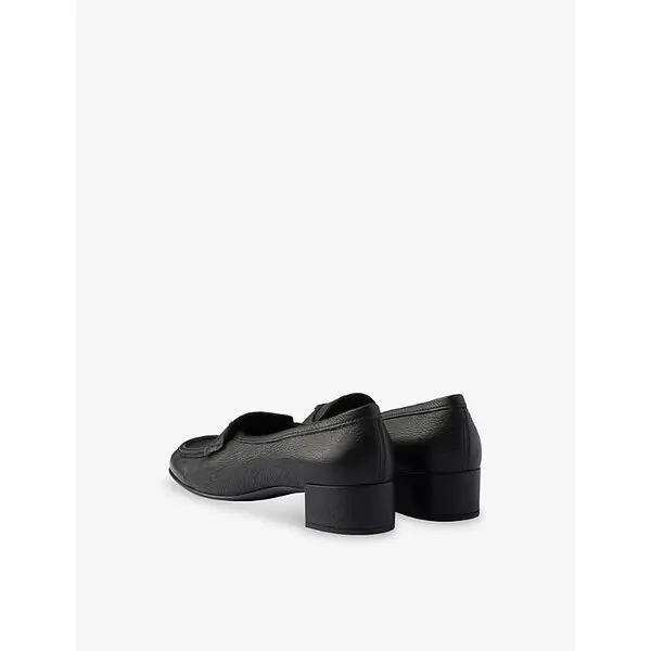 Prada Leather Block Heel Loafers