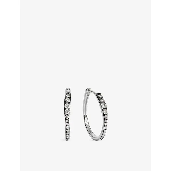 Monica Vinader Riva Pavé Diamond Blackened Sterling- And&nbsp;0.35ct Lab Grown Diamond Hoop Earrings - Silver