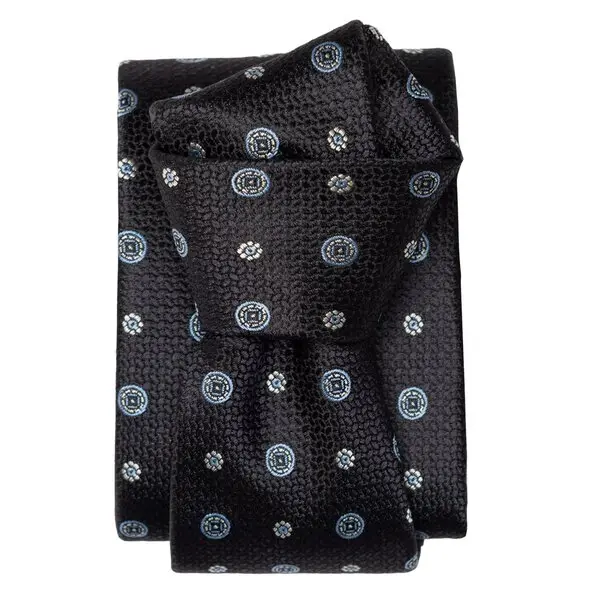 ELIZABETTA MADE IN ITALY Benelli Silk Jacquard Tie Dark Navy