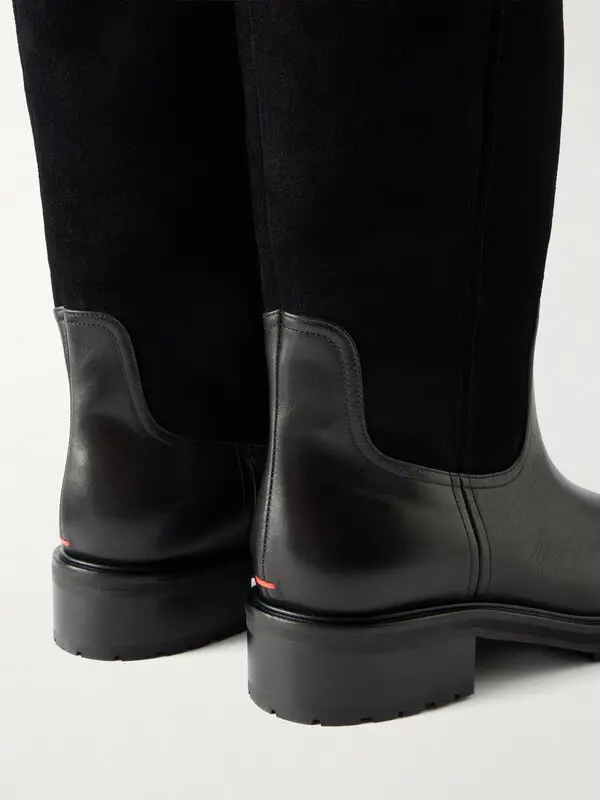 AeydĒ Theo 15 Shearling-trimmed Suede And Leather Knee Boots