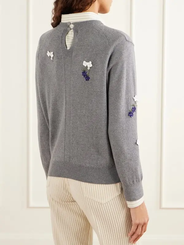 Bernadette Rhye Sequin And Bead-embellished Embroidered Wool And Cashmere-blend Sweater