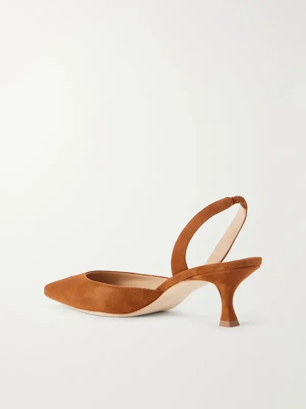 Manolo Blahnik Carolyne 50 Suede Slingback Pumps