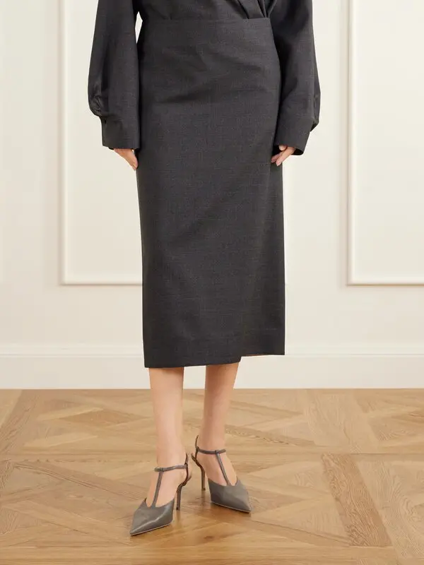 Calvin Klein Eulalia Wool-woven Midi Skirt