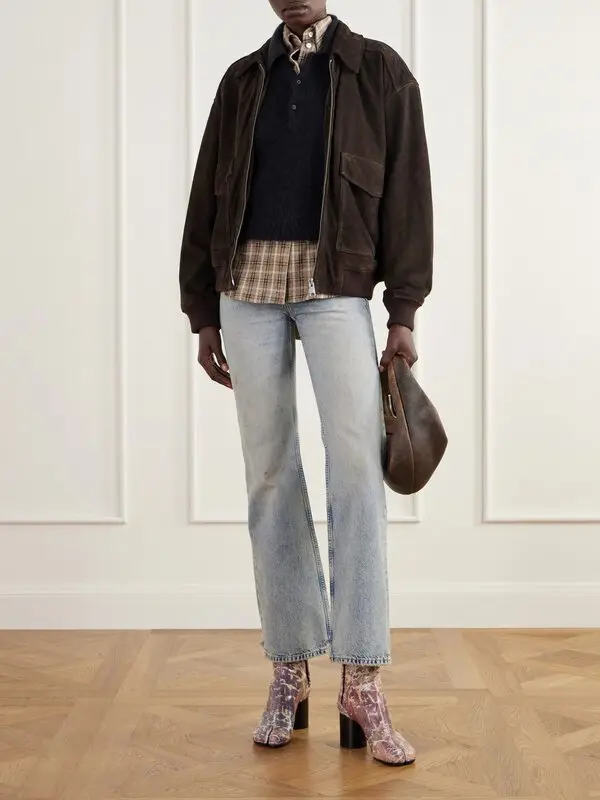 MAISON MARGIELA Tabi Split-toe Distressed Printed Paper-coated Leather Ankle Boots