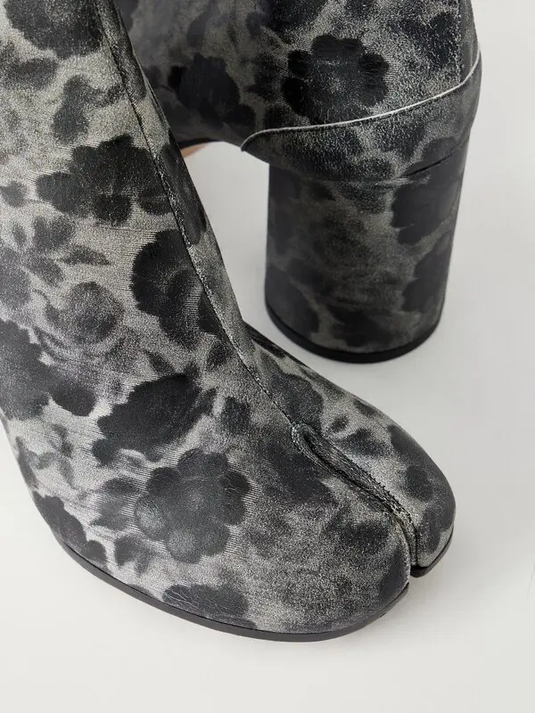 MAISON MARGIELA Tabi Split-toe Floral-print Distressed Leather Ankle Boots