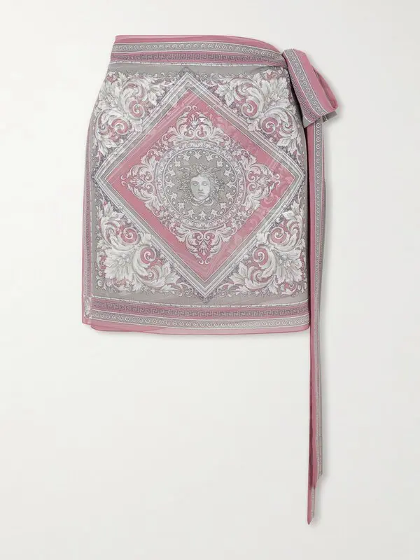 Versace Pareo Printed Crepe Mini Skirt