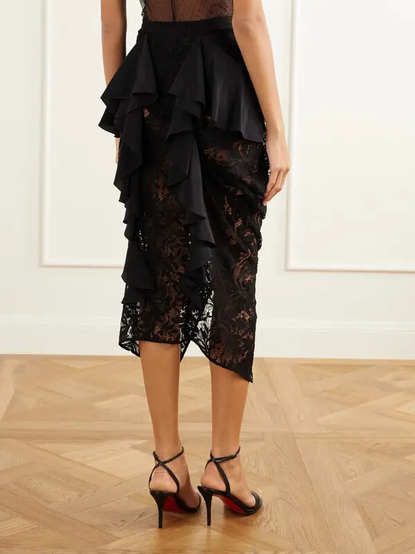 Sharon Wauchob Kinga Draped Lace Midi Skirt