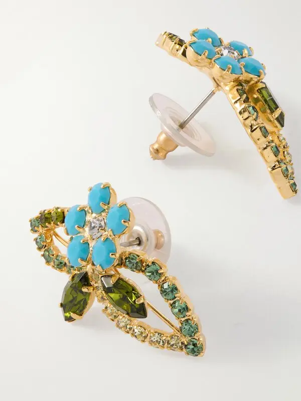 JENNIFER BEHR Gabriela Crystal-embellished Gold-tone Earrings