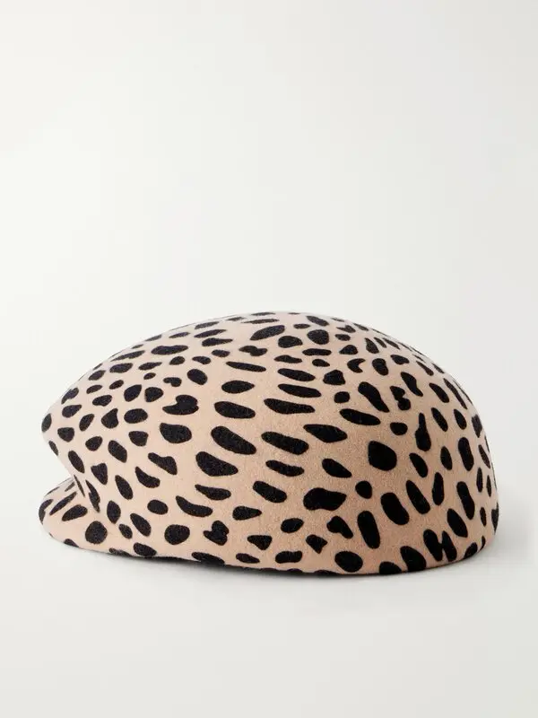 GIGI BURRIS MILLINERY Laurel Leopard-print Wool-felt Cap