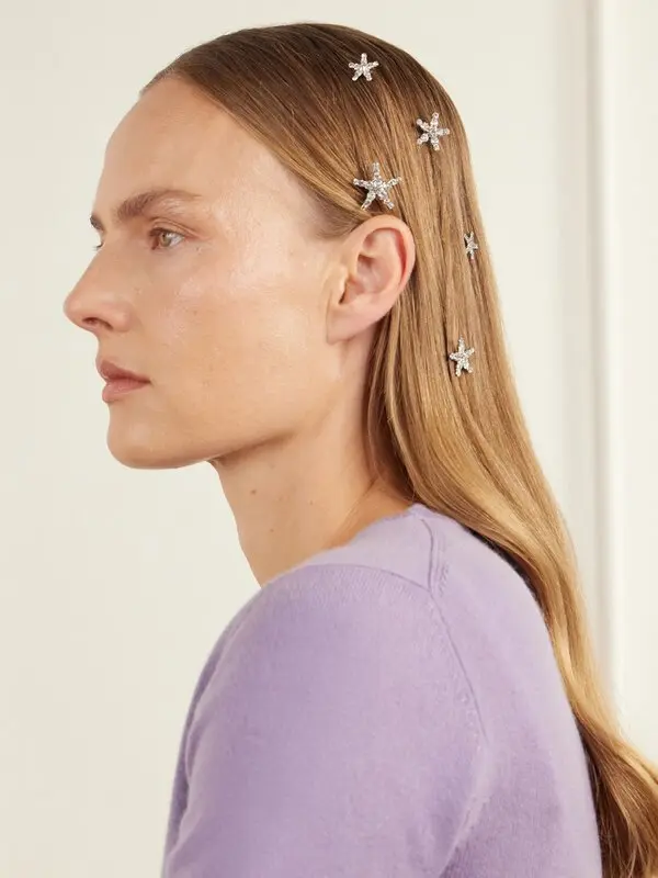 JENNIFER BEHR Vespera Set Of Five -tone Crystal Hair Magnets