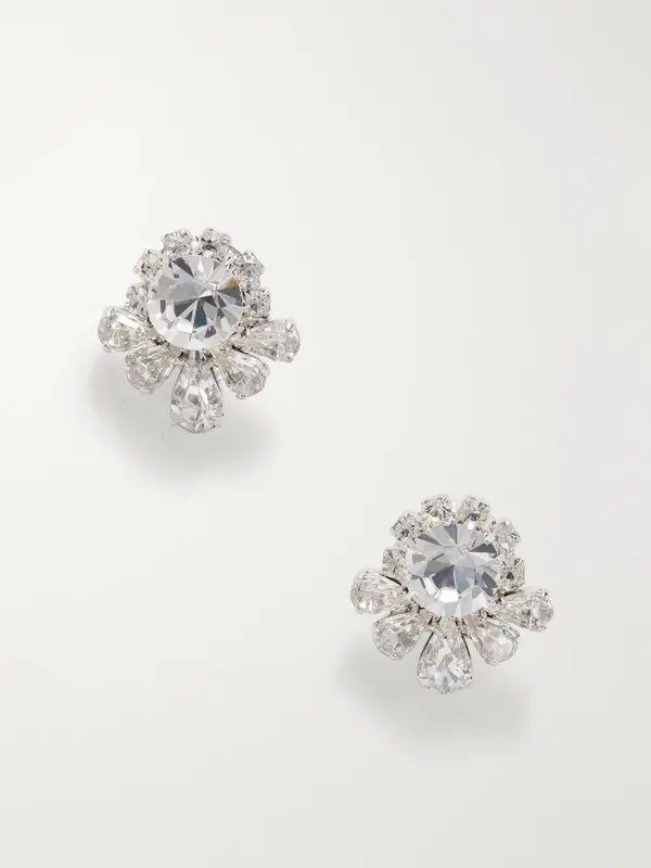 JENNIFER BEHR Luzette Crystal-embellished Rhodium-plated Silver-tone Earrings