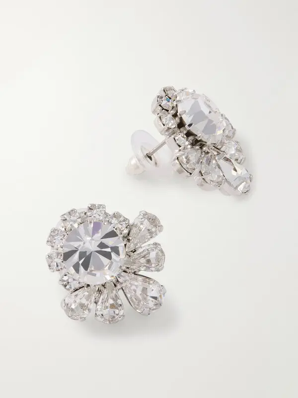 JENNIFER BEHR Luzette Crystal-embellished Rhodium-plated Silver-tone Earrings
