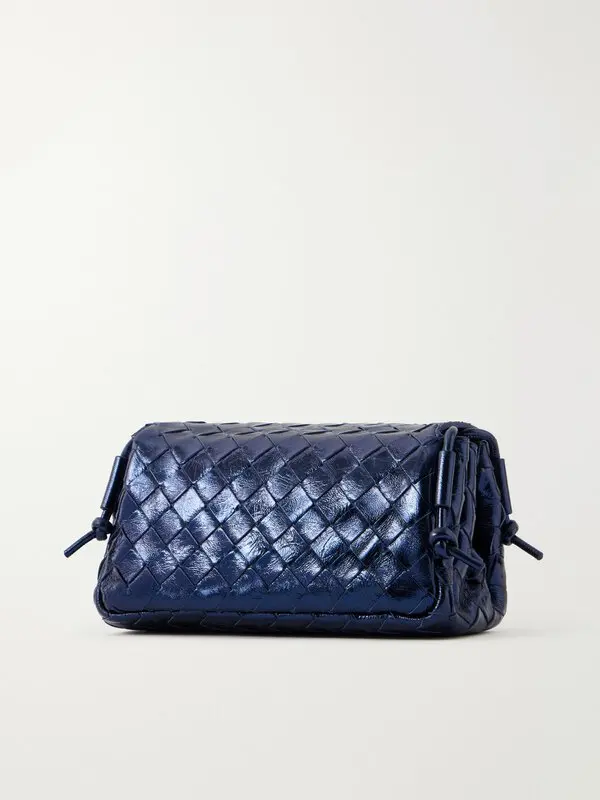 Bottega Veneta Notturno Intrecciato Metallic Leather Shoulder Bag
