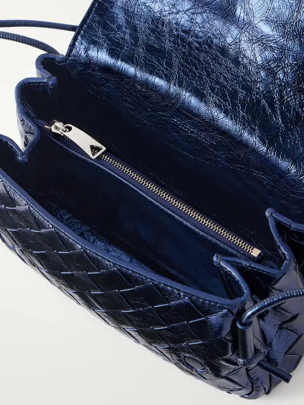 Bottega Veneta Notturno Intrecciato Metallic Leather Shoulder Bag