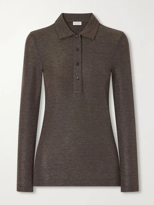 Brunello Cucinelli Wool-blend Polo Shirt - Brown